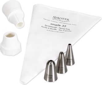 St&auml;dter Dekorations-Set Tortenzauber, 5-teilig, ideal f&uuml;r kreative Tortengestaltung, inkl. Edelstahl-T&uuml;llen und Spritzbeutel