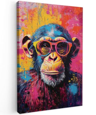 MuchoWow © Wandbilder Groß 80x120 cm XXL Wohnzimmer Wanddeko Schlafzimmer Zimmerdeko Fotowand Zimmer Deko auf Wand Dekoration Wall Art Graffiti - Affe - Street