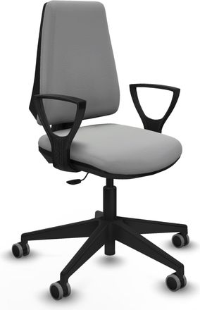 Piqueras y Crespo Elche Stuhl mit festen Armlehnen, ausgestattet mit Permanentkontakt und Schneidschaum, Rollen 65 mm, Parkett, Hellgrau