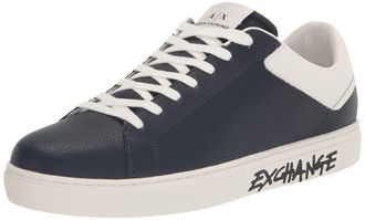 A|X Armani Exchange Herren Paris Back&Side Logo Sneaker, Navy+Off White, 44 EU
