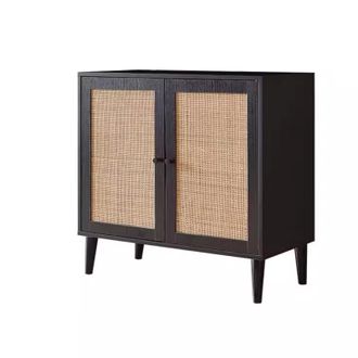 Generic Sideboard, Aufbewahrungsschrank aus Rattan, Doppelt&uuml;r-Design + zweistufiger Stauraum, ger&auml;umige Arbeitsplatte, kombiniert Stauraum und dekorative Elem