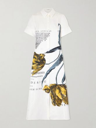 Erdem Robe-chemise En Coton M&eacute;lang&eacute; &Agrave; Imprim&eacute; Fleuri - Blanc