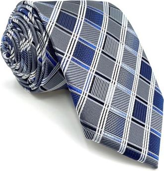 Shlax & Wing Shlax&Wing Cravate Maigre Pour des HommeBleu &agrave; carreaux &agrave; carreaux Soie Suit