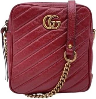 Gucci Sac bandouli&egrave;re haut pr&eacute;-poss&eacute;d&eacute; GG Marmont &agrave; double fermeture &eacute;clair - Femme - Pre-owned - Rouge - Taille: ONE Size