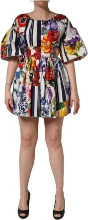 Dolce & Gabbana Femme, Robes, Multicolore, Taille: 36 FR Mini-robe patchwork en popeline de coton