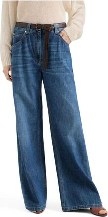 Brunello Cucinelli Femme, Jeans, Bleu, Taille: 36 FR Wide Leg Jeans