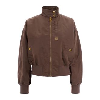 Elisabetta Franchi Femme, Vestes, Brun, Taille: 38 FR Bomber en nylon