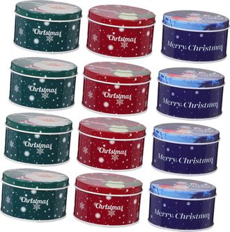 Valiclud 12 Stücke Keksdose Plätzchendose Runde Weihnachtsdose Metalldosen Eisendose Geschenkdose blechdosen mit Deckel für Kekse Süßigkeit Xmas Party Mitgebse