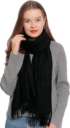 DonDon &Eacute;charpe femme hiver chaud et douce Ch&acirc;le Etole Foulard 185 x 65 cm - noir