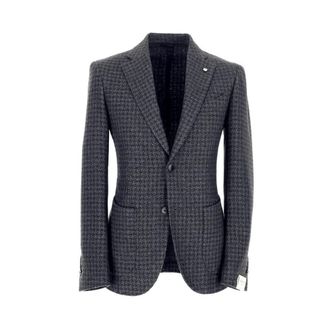 L.B.M. 1911 Grauer Hahnentritt Wollblazer - - Jackets - Herren - Grau - L