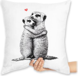 Shirtracer Kissen 40x40 Zierkissen - Ich Liebe Dich Geschenke Erdmännchen Paar Geschenk Pärchen Geschenke Liebe I Paare Geschenk - 40 x 40 cm - Weiß - mit Herz