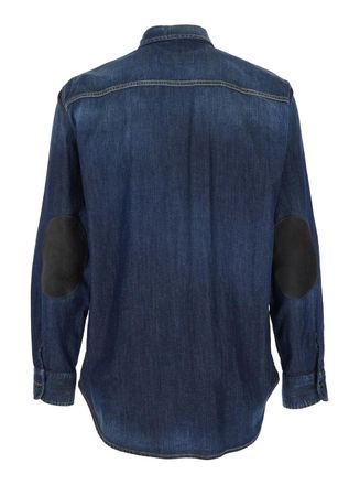 Dsquared2 Mens Blue Denim Shirt With Elbow Patches Cotton