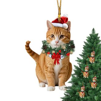 Generico Acryl-Katzen-Andenken: Buntes 2D-Katzen-Design, niedliche Sammlung von Tierfiguren, saisonale Feierdekoration, bezaubernder Winterurlaub-Akzent