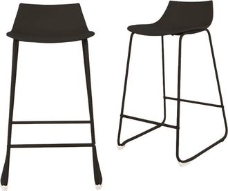 DRAWER Lot de 4 chaises de bar en plastique et m&eacute;tal H66cm - Noir - Lamer