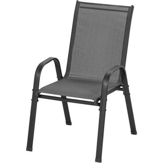 Woltu Lot de 4 Chaises de Jardin Empilable WOLTU, Fauteuils avec Accoudoirs et Dossier pour Ext&eacute;rieur, Gris Fonc&eacute;
