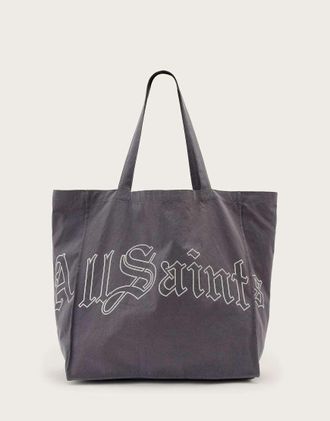 AllSaints Decent Logo gro&szlig;e Canvas-Tasche in verwaschenem Schwarz