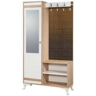 Dmora Dmora - Meuble dentrée Dpontiss, Crochet dentrée, Composition pour latrium, Console de rangement multifonction, 100x36h190 cm, Chêne