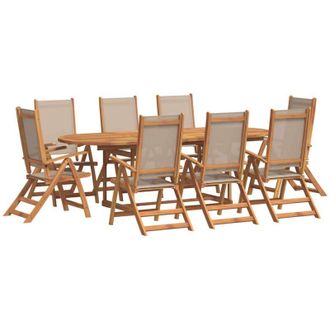 vidaXL vidaXL Gartenm&ouml;belset 9-teilig aus massivem Akazienholz und Textilene