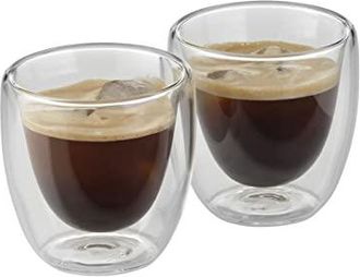 WMF Kult doppelwandige Espressotassen Glas Set 2-teilig, doppelwandige Gläser 80ml, Schwebeeffekt, Thermogläser, hitzebeständiges Espresso Glas