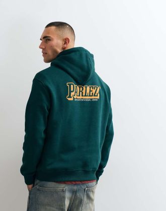 Parlez Clothing verkin hoodie avec logo graphique au dos en vert fonc&eacute;