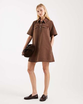 Tommy Jeans A-Linien-Minikleid aus Denim in Braun-Brown