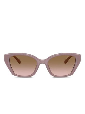 Coach lunettes de soleil &agrave; monture papillon et plaque logo C - Marron