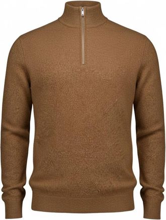 Profuomo Pullover mit halbem Rei&szlig;verschluss - - Knitwear - Herren - Braun - XL