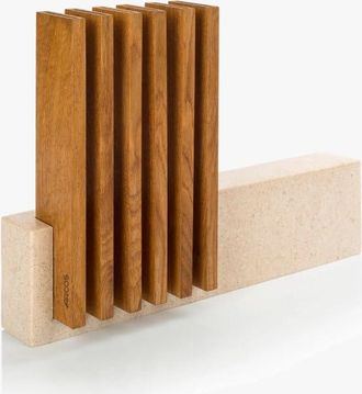 Arcos Petra Messerhalter, aus Kalkstein und Holz, 28 x 36 x 7 cm, f&uuml;r 6 Messer (Messer nicht im Lieferumfang enthalten)