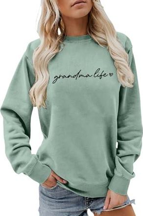 Generic 2026 Printemps Automne Hiver Pull Imprim&eacute; D&eacute;contract&eacute; Manches Longues Col Rond Pull Polaire Doux Mode Pour Un Usage Quotidien, Vert, XXL