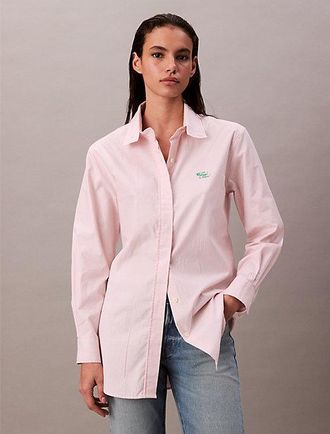 Calvin Klein L&auml;ssiges Poloshirt Mit Logo-wappen - 18749 Csw25s_w002+1_powder Pink - Damen - M