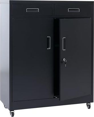Mendler Armoire &agrave; dossiers HWC-O89 M&eacute;tal 116x90x40cm Noir
