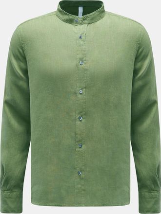 04651/ Herren - Leinenhemd Linen Guru Grandad-Kragen grün