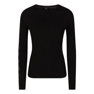 Pinko Pinko, Femme, Pulls, Noir, Taille: 38 FR Pull col rond manches longues Copenaghen