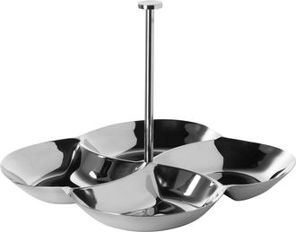 Fink 4-Fach Servierschale 22x22 cm Edelstahl-Snackschale mit Aufteilung & Griff