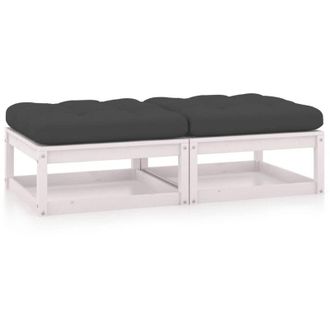 vidaXL Vidaxl - Garten-Fu&szlig;hocker mit Kissen 2 Stk. Massivholz Kiefer
