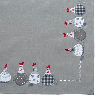 Matches 21 Tischdecke Tami 85 x 85 cm mit witziger Hühnerstickerei grau Landhausstil & pflegeleicht Polyester