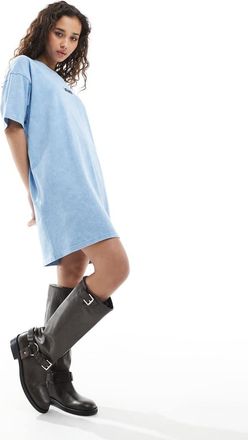 Vans Robe t-shirt à logo centré - Bleu délavé