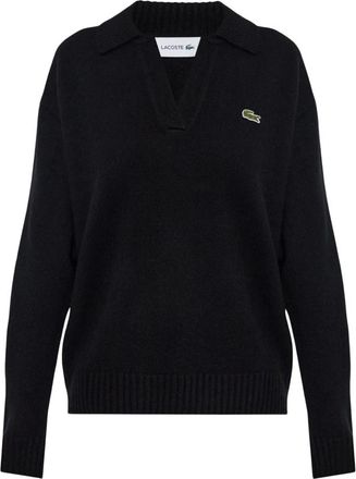 Lacoste Pull-over en cachemire &agrave; col polo 3D - Femme - Pulls - Noir - Taille: 40 FR