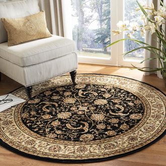 Safavieh Lyndhurst Collection LNH219A Traditional Oriental Black and Ivory Round Area Rug (8 Diameter)