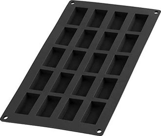 Lékué Gourmet Financier-Form, Silikon, schwarz, 20 Mulden, 1 Stück