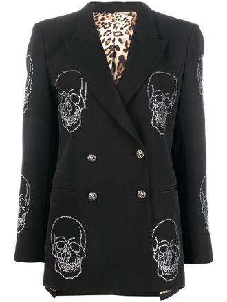 Philipp Plein blazer &agrave; ornements en cristal - Noir