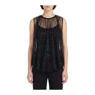 Sportmax Pailletten-verzierter Mesh-Top - - Tops - Damen - Schwarzk - M