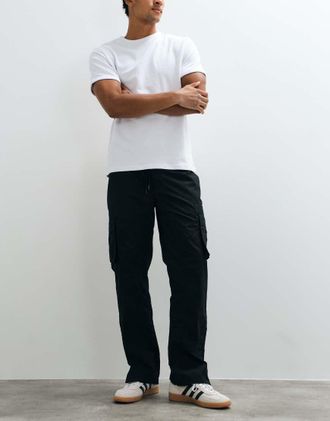 Brave Soul Cargo-Hose aus 100 % Baumwolle mit elastischem Bund in Schwarz
