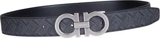 Ferragamo Homme, Accessoires, Gris, Taille: 110 CM Ceinture R&eacute;versible Piqu&eacute;e