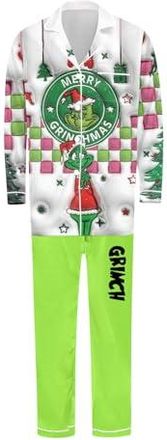 Generic Le Grinch Pyjama Noel Famille De Grinch Hiver Deguisement Assorti Costume Couple Noël The Pull Coton Ensemble Chaud Et Doux Enfant Femme Adulte Garcon