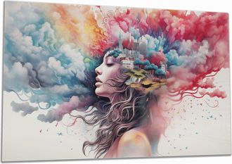 Wallario Herdabdeckplatte/Spritzschutz aus Glas, 1-teilig,90x52cm mit 8mm hohen Füßen, für Ceran- und Induktionsherde, Traumwelten im Kopf