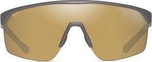 Maui Jim Paluna Lunettes de soleil rectangulaires, Métal marron clair mat/brillant hawaïen polarisé, Large