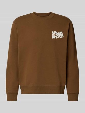 Wood Wood Sweatshirt mit Label-Print Modell Colter