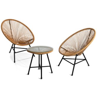IDMarket Set Di Mobili Da Giardino Izmir - Tavolo E 2 Poltrone Con Corda Effetto Rattan