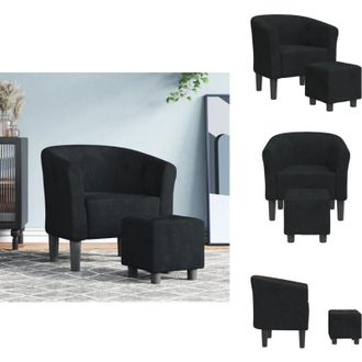 vidaXL Clubsessel mit Fu&szlig;hocker Schwarz Samt - Samtsofa - Sessel Schwarz - Lounge Chair - Beistelltisch - Deko Couchtisch